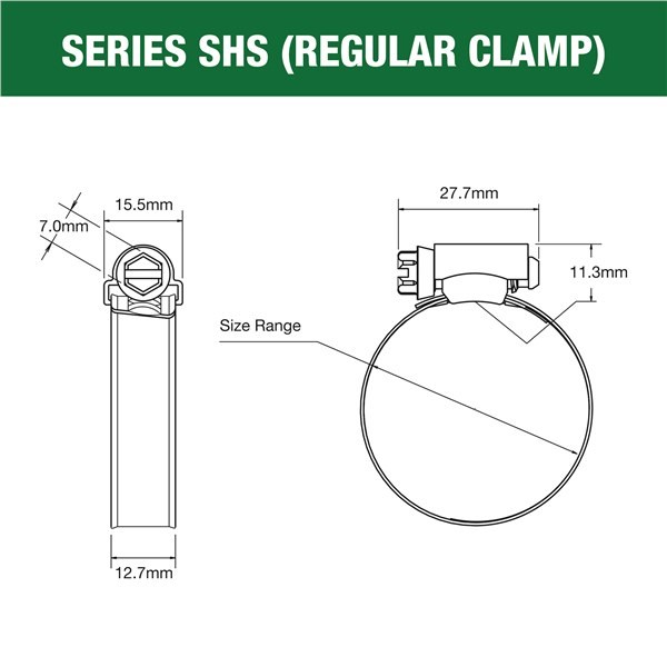 SHS028P - SMH/SHS Series - Solid Band Clamps, Part Stainless Steel | Tridon