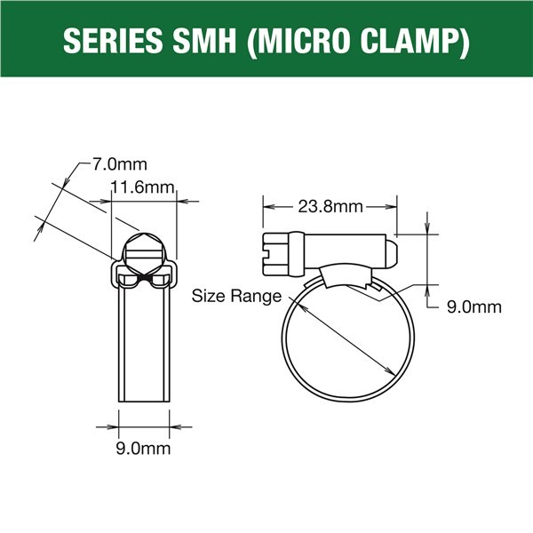 SMH005P - SMH/SHS Series - Solid Band Clamps, Part Stainless Steel | Tridon